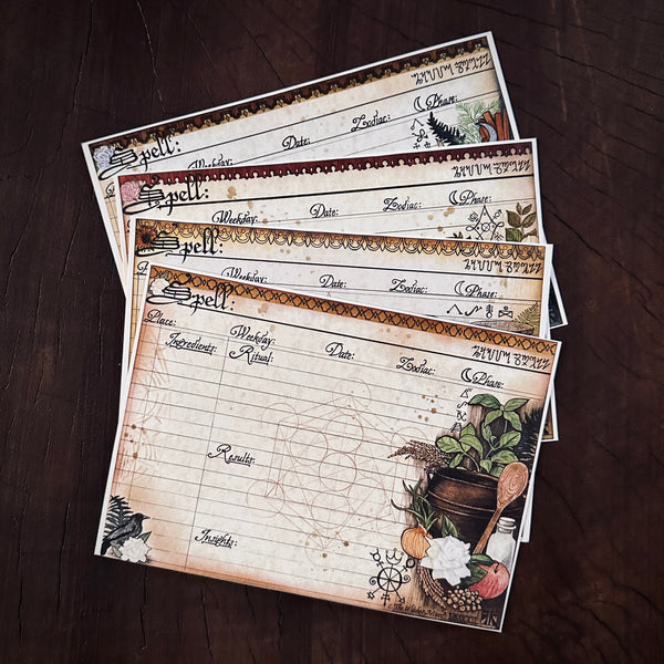 Set of 4 Spell Recipe Cards – www.thewitchesmoon.com