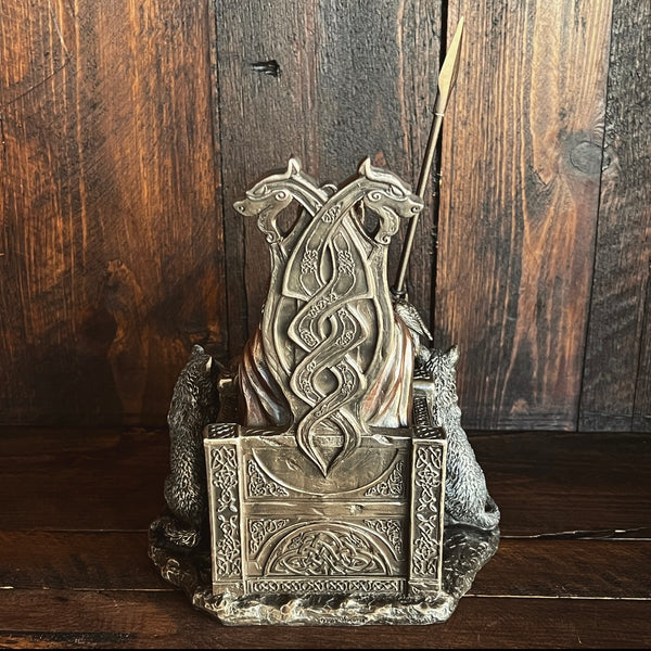 Odin Sitting on Throne with Geri and Freki – www.thewitchesmoon.com